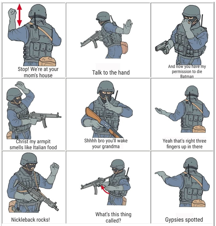 Swat hand signals meme is back. - 9GAG