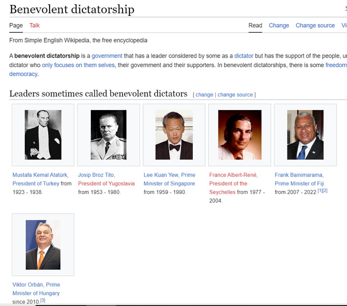 Some trolled Hungary. (Benevolent dictatorship page on wiki) Why would ...