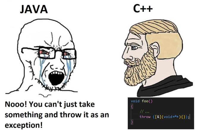 Chad C++ vs virgin Java - 9GAG
