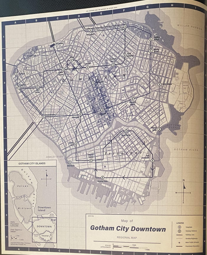 The map of Gotham City from The Art of The Batman - 9GAG