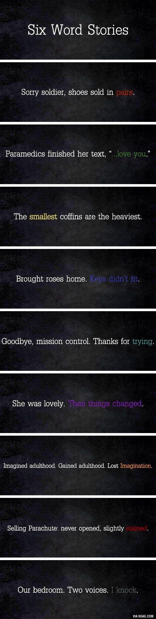 Six Word Stories - 9GAG