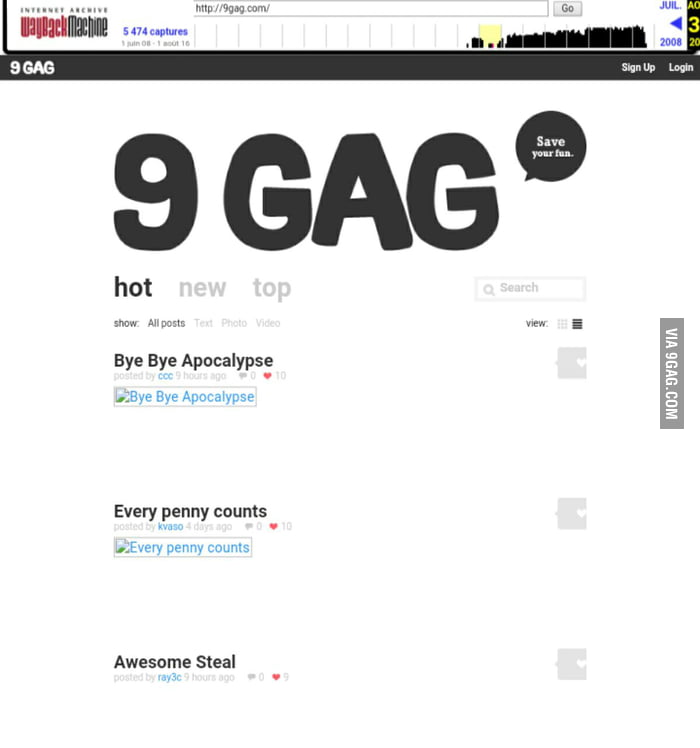 9GAG in 2009 [web archive using Wayback Machine] - 9GAG