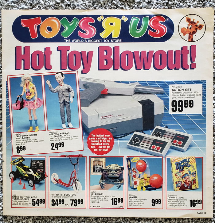 October, 1998 Toys R Us ad, featuring the iconic Nintendo Action Set - 9GAG