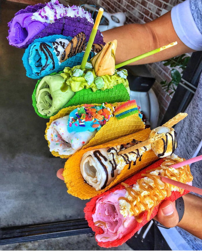 Rainbow taco ice cream. - 9GAG