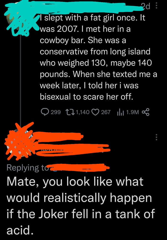 Guy calling girl fat looks like the Joker - 9GAG