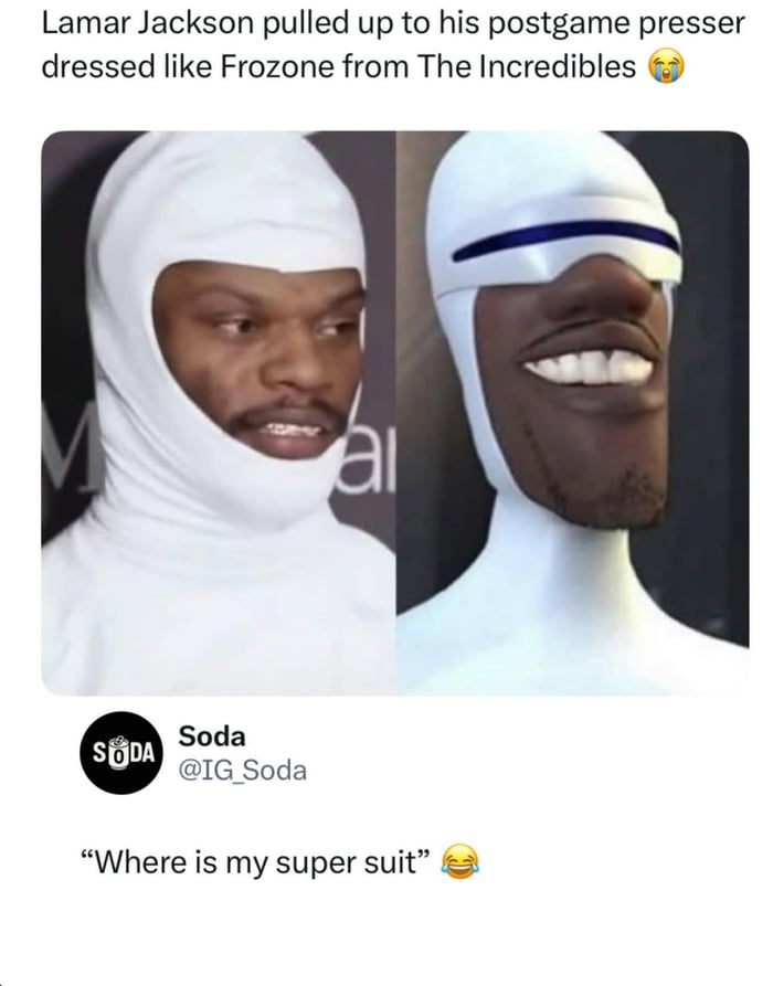 Lamar Jackson channeling his inner Frozone, just needs his super suit ...