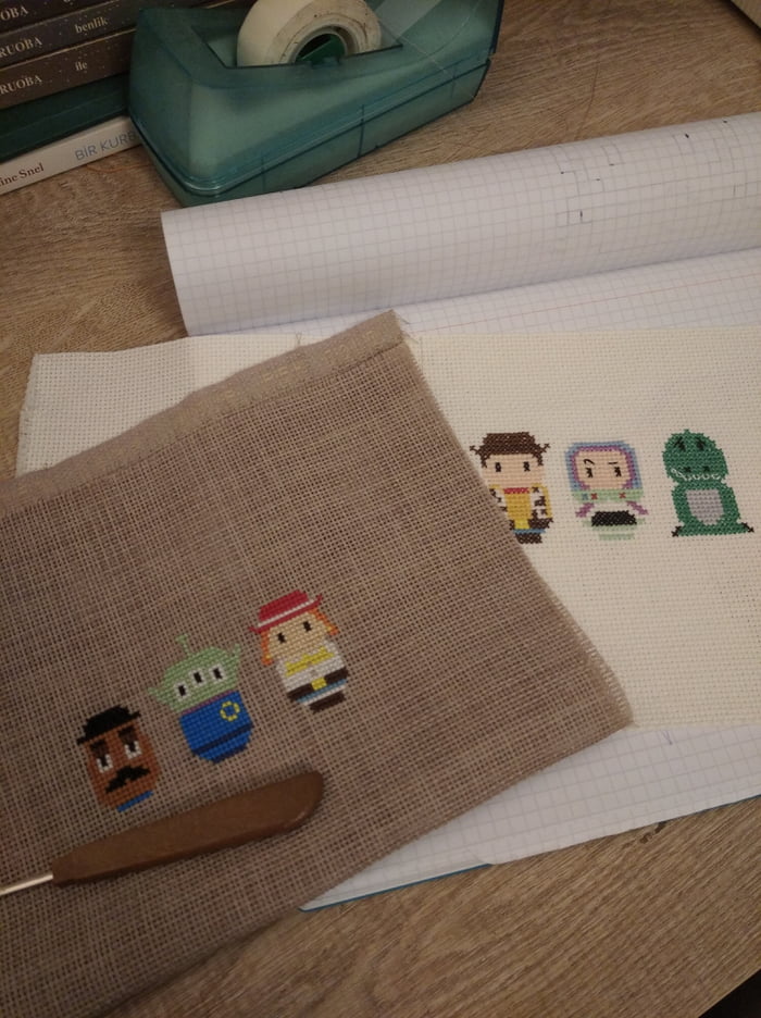 I made this cross stitch Toy Story characters. - 9GAG