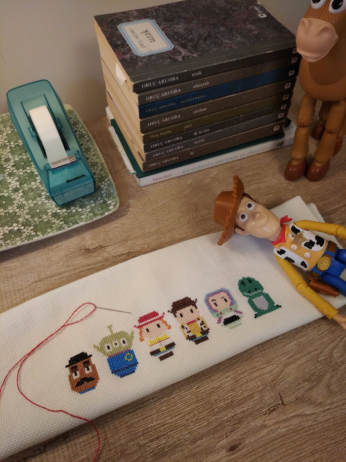 I made this cross stitch Toy Story characters. - 9GAG