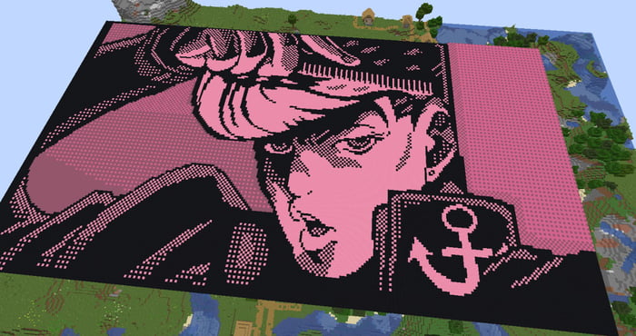 Josuke pixel art on minecraft (21377 blocks) - 9GAG