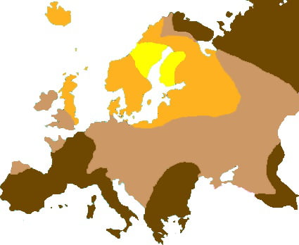 Hair color map of Europe: the darker color, the darker hair in general ...