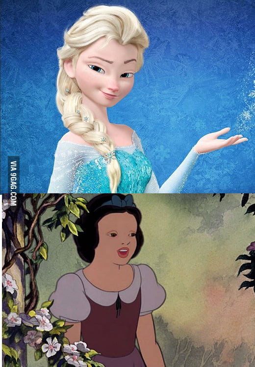 Elsa and Snow white without makeup - 9GAG