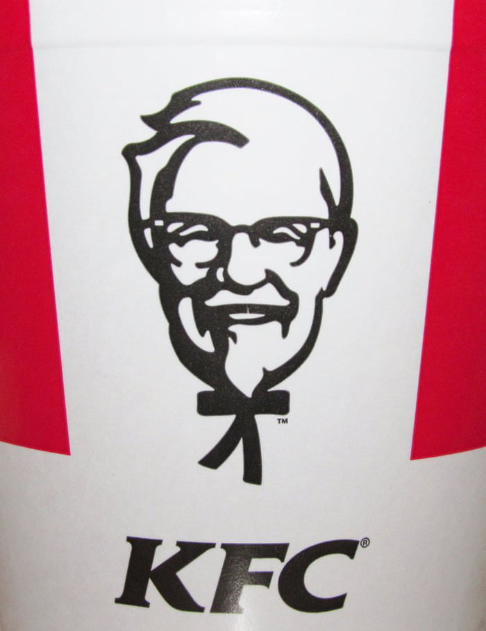 The KFC Bucket logo looks like Colonel Sanders have a body of a stick ...