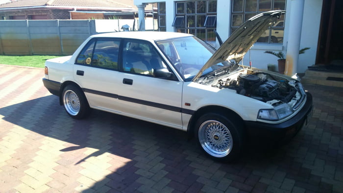 My car,Honda Ballade 150 16v 1989.15'BBS mags with a 30-37mm exhaust ...