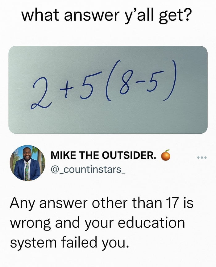 What answer did you get for this math problem? - 9GAG
