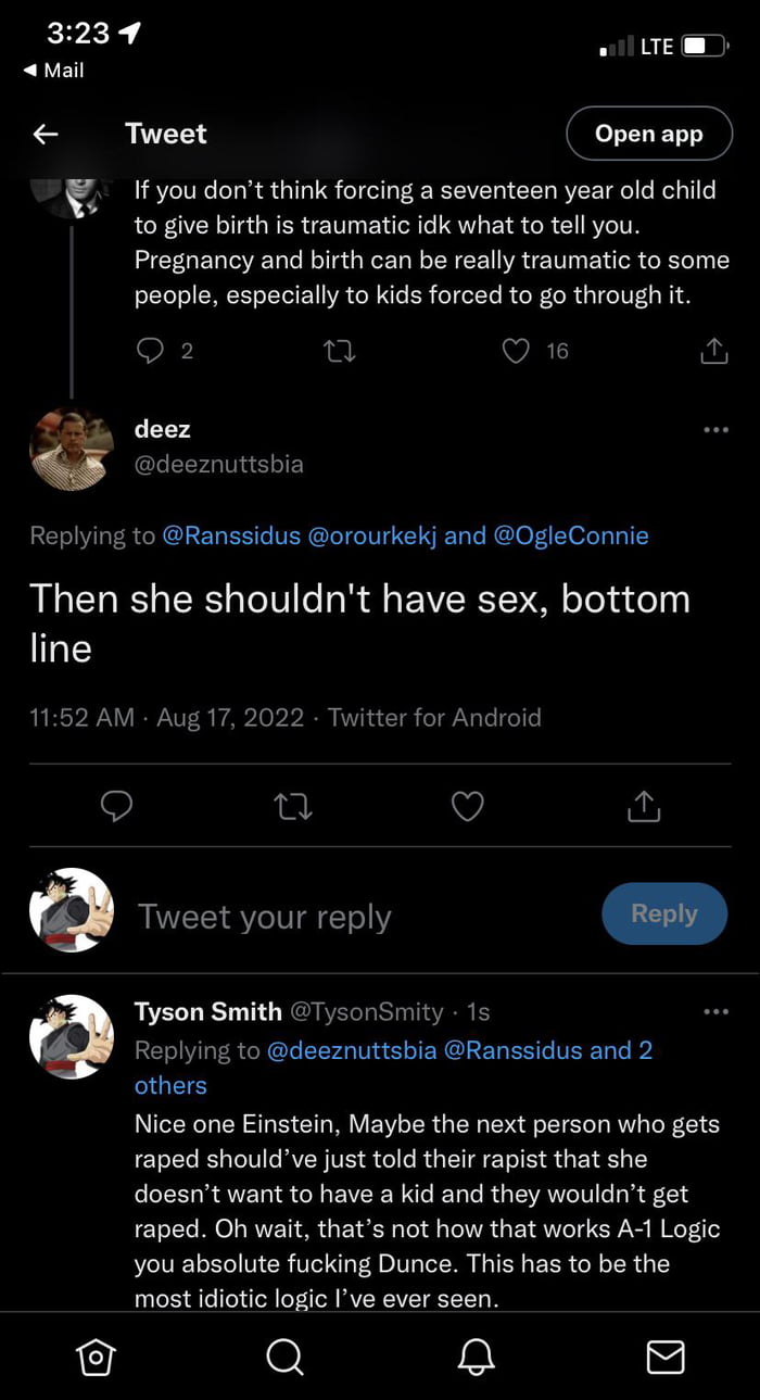 Gotta love when people ignore rape and incest up to the point where this super brain logic came ...