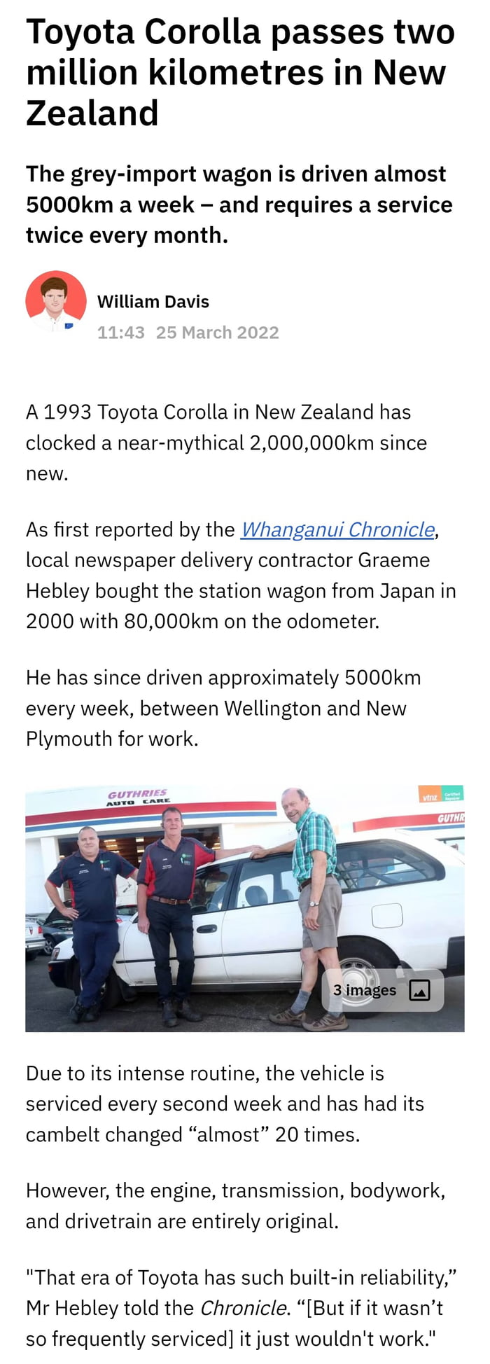 That's pretty impressive. I doubt modern cars will be just as reliable ...