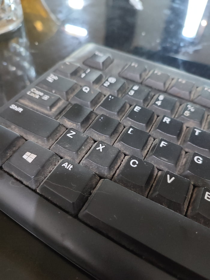 My 5 dollar logitech keyboard finally dead after 12 years, so many ...