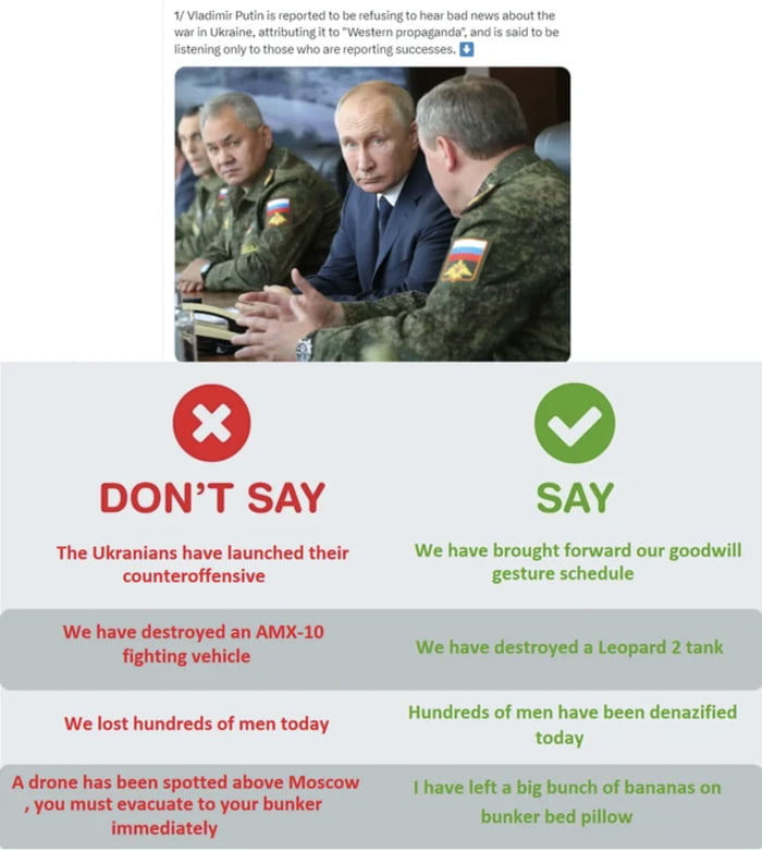 Russian general guide on how to communicate with Putin - 9GAG