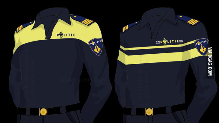 Designs for new Dutch police uniform. Left looks familiar - 9GAG