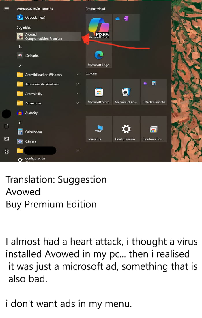 Avowed ad in my Start Menu... - 9GAG