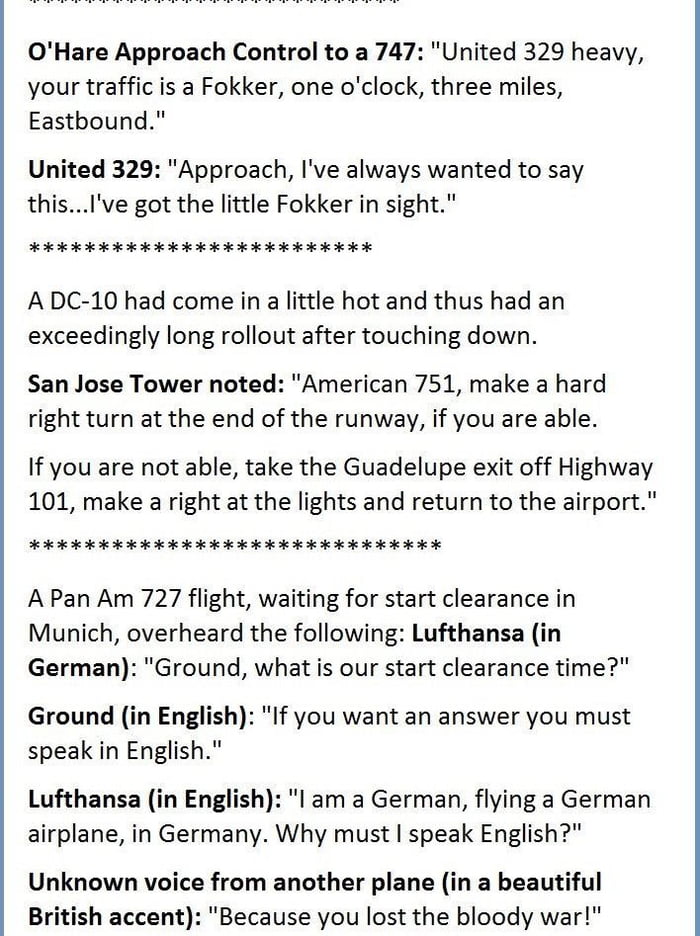 Conversations between Air Traffic Controller and pilots - 9GAG