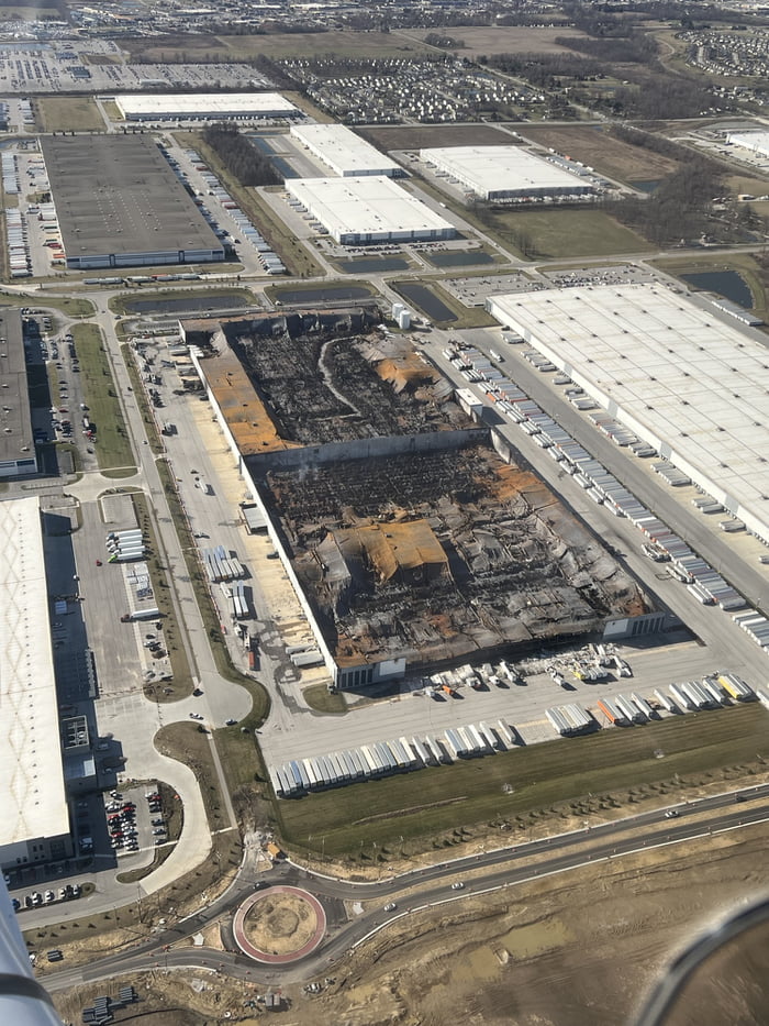 Caught a view of the aftermath of the Walmart distribution center fire ...