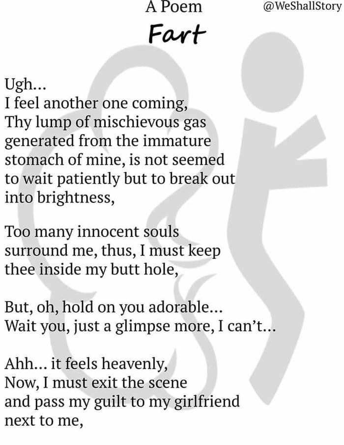 Fart can be written poetically in romantic language - 9GAG