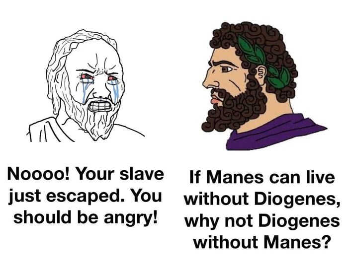 Basically Diogenes arrived to Athens with a slave named Manes. Manes ...