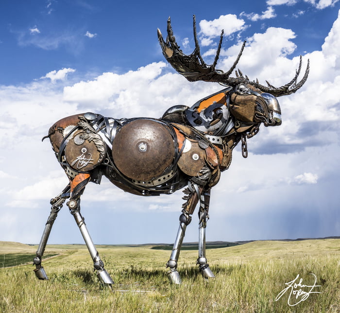 Moose made from scrap metal - 9GAG
