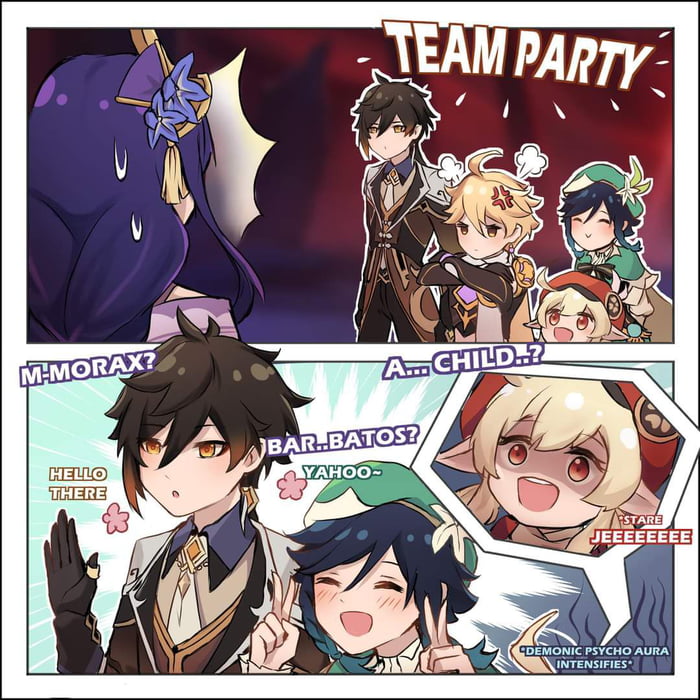 Geo archon, anemo archon, and grandchild of pyro archon - 9GAG