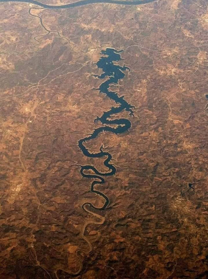Aerial view of the Blue Dragon River in Portugal. - 9GAG