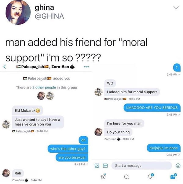 This guy added his friend for moral support - 9GAG