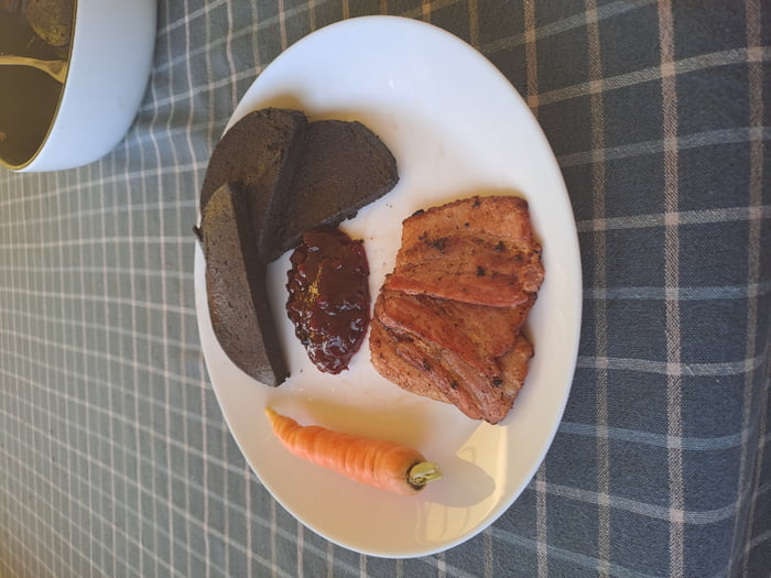 Black pudding with roast pork and lingonberry jam tonight - 9GAG