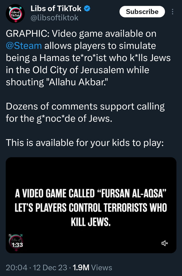 Please don't play this disgusting anti semitic game and don't read the ...