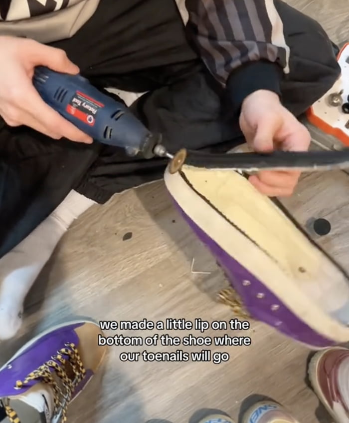 Couple Cuts Out Soles Off Their Shoes So They Can Walk Barefoot - 9GAG