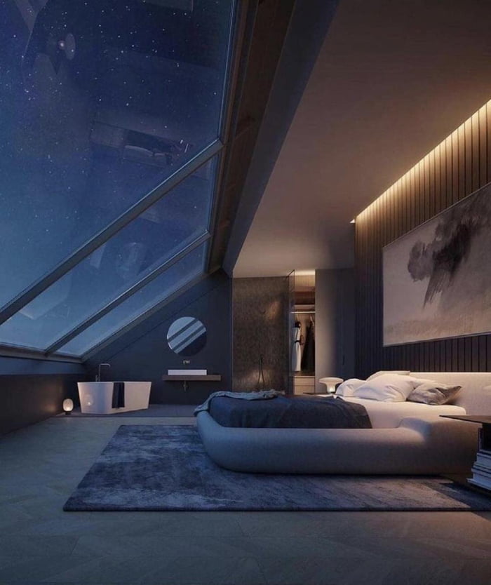 Bedroom with bath and big windows - 9GAG