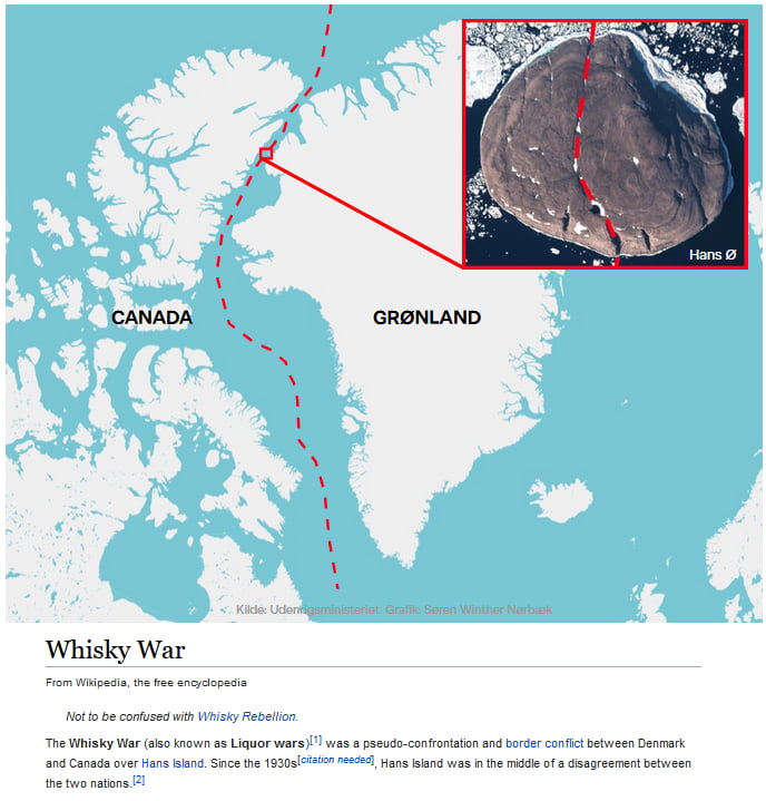 And thus end the Whiskey War. It's been agreed to divide the island ...