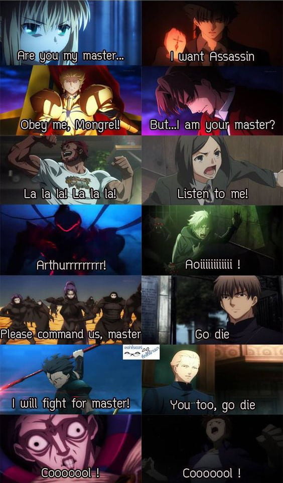 Masters and Servants in Fate/Zero - 9GAG