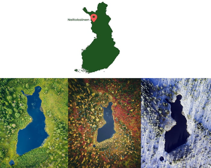 There is a lake in Finland that looks like Finland (Neitokainen) - 9GAG