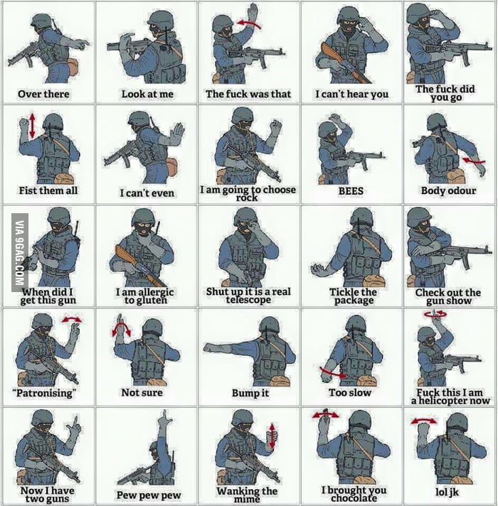Military sign language, combat edition - 9GAG