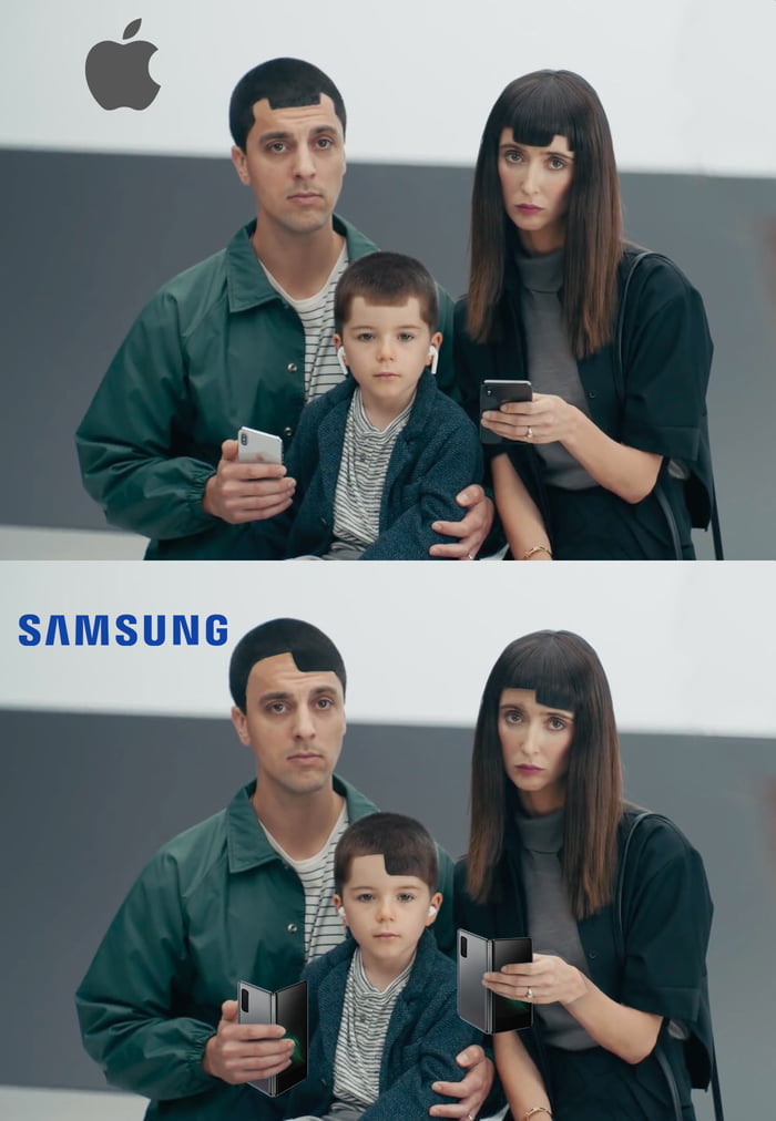 Apple makes an ugly notch. Samsung: Hold my beer. - 9GAG