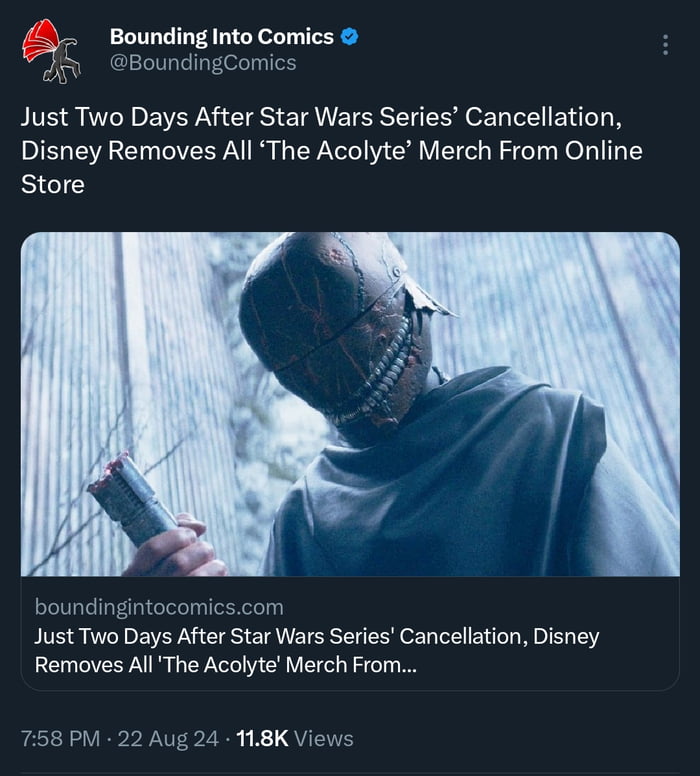 Lmao is Disney really that embarrassed by the acolyte? - 9GAG