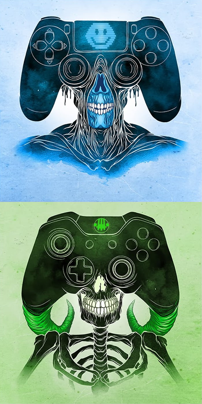 PS4 and XBoxOne controller monsters by Alex Pardee - 9GAG