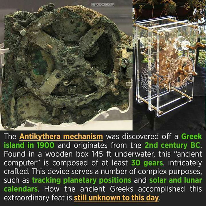 Ancient greek 'computer' found...looks like they were more advanced ...
