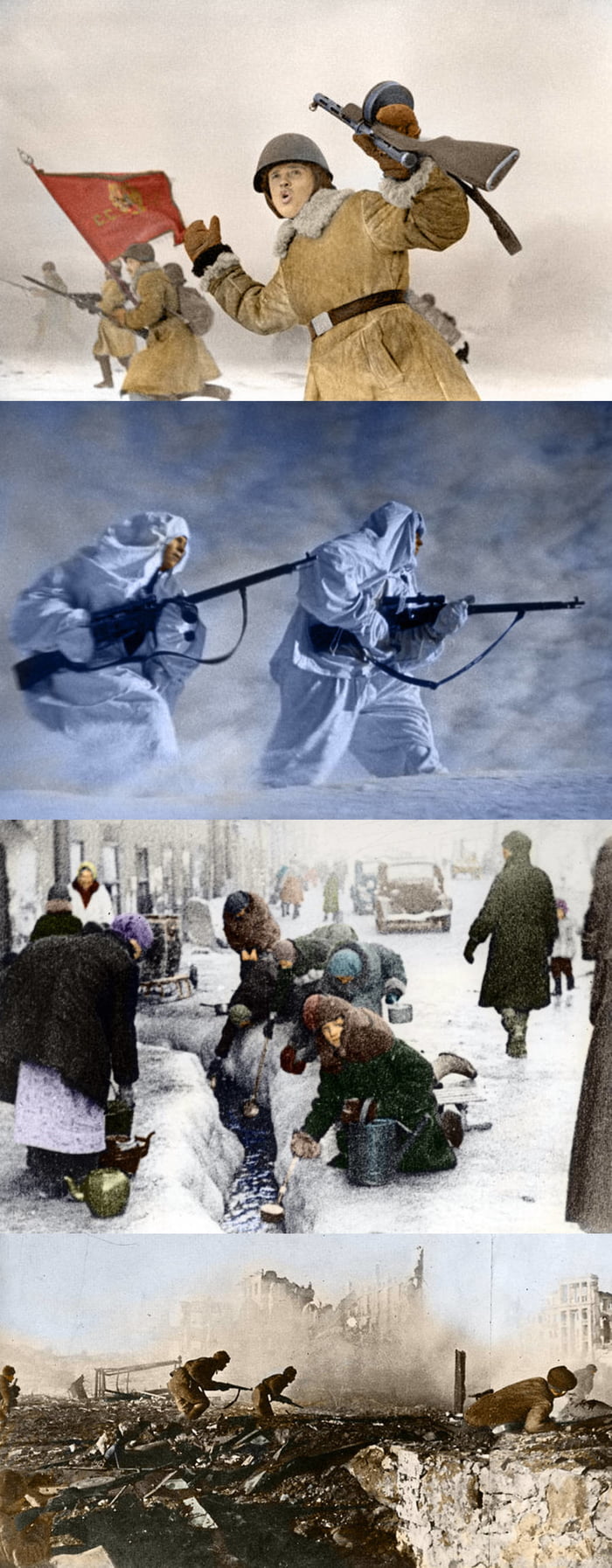 Colorized photos of the Siege of Leningrad, which lasted from 1941 to 1944 - 9GAG