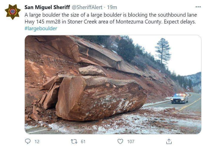 A large boulder the size of a large boulder.. lmao Seriously, America ...