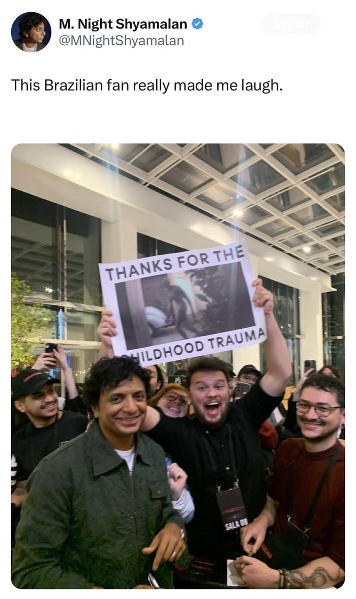 M. Night Shyamalan reacts to a fan’s sign: “Thanks for the childhood ...