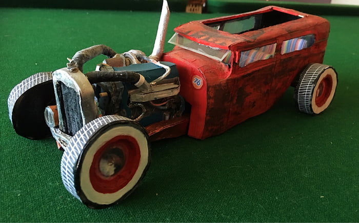 Papercraft model I made of a turbo diesel rat rod - 9GAG