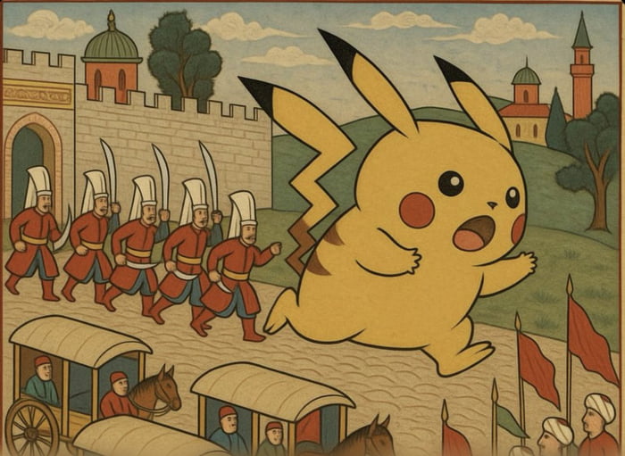 A poor Greek Pikachu running from forced conscription of Janissary ...