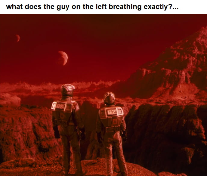 Opening scene of total recall. what is the guy on the left breathing ...